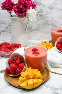 Mango Raspberry Smoothie - A Healthy Vegan Breakfast - Our Sweetly ...